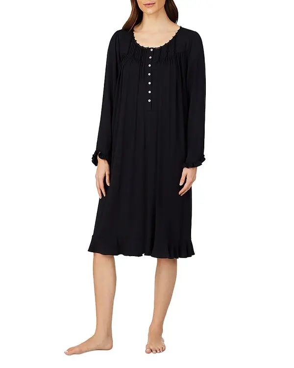 Eileen West Lace Trim Waltz Jersey Nightgown - Black