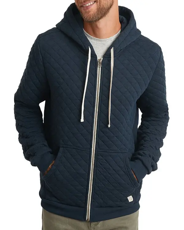 Marine Layer Quilted Full Zip Hoodie - Navy