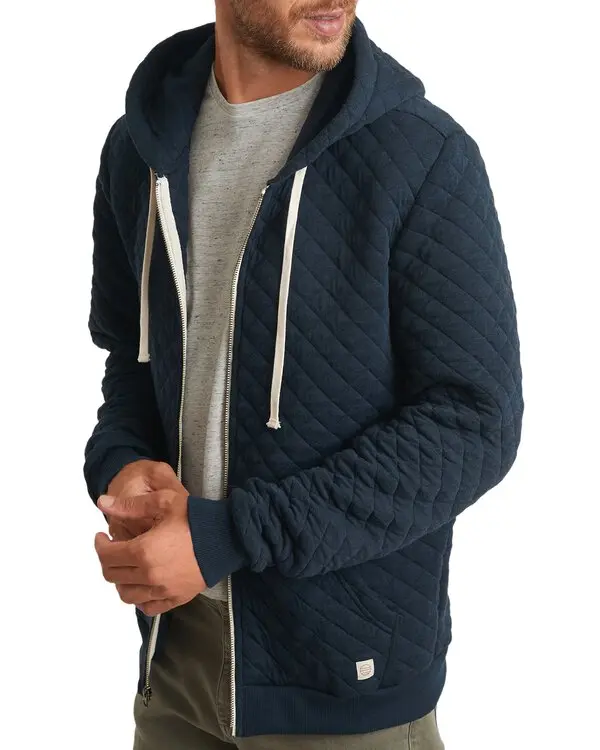 Marine Layer Quilted Full Zip Hoodie - Navy