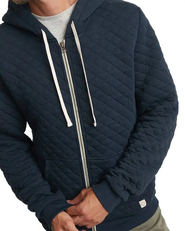 Marine Layer Quilted Full Zip Hoodie - Navy