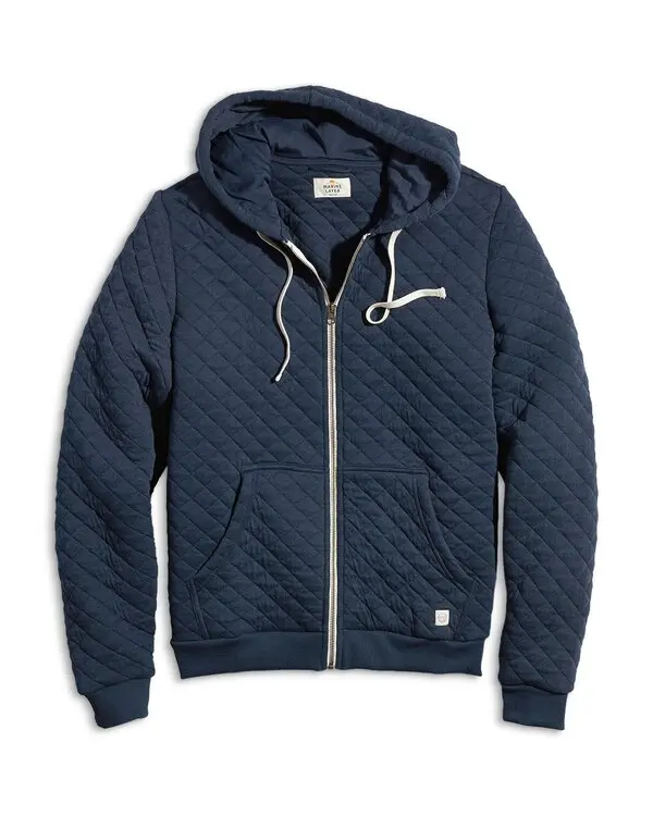 Marine Layer Quilted Full Zip Hoodie - Navy