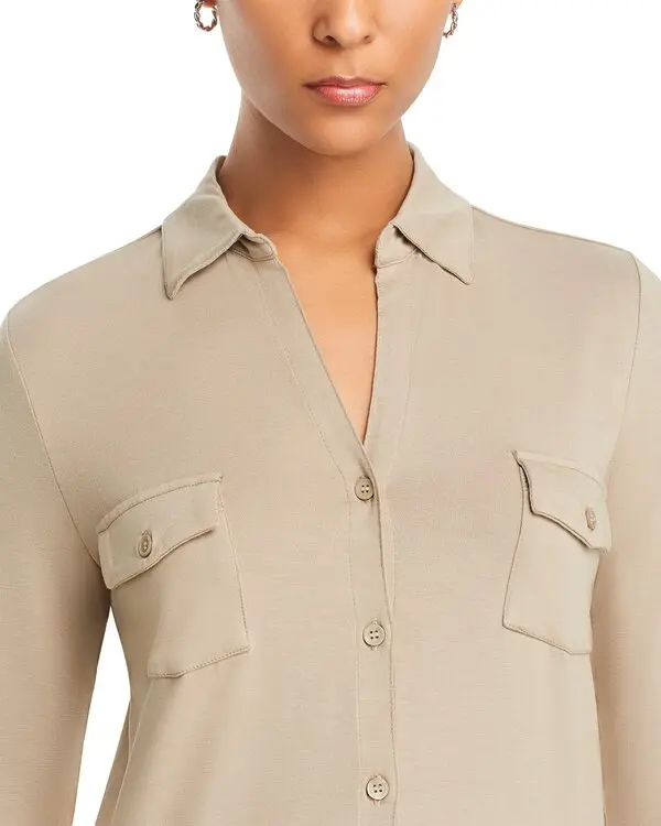Majestic Filatures Point Collar Button Front Shirt - Desert