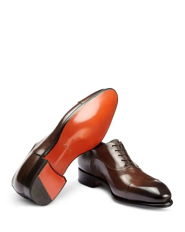 Santoni Isaac Leather Oxford Shoes - Dark Brown | Editorialist