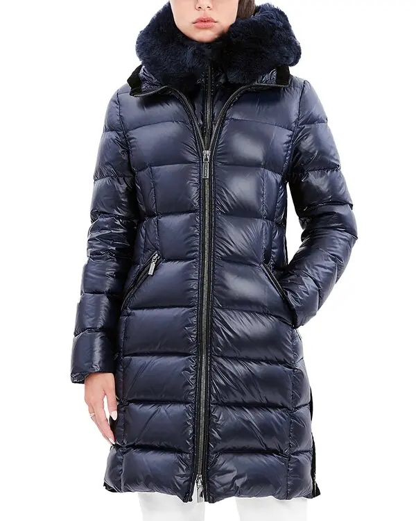 Dawn Levy Shearling Trim Down Puffer Coat - Abyss