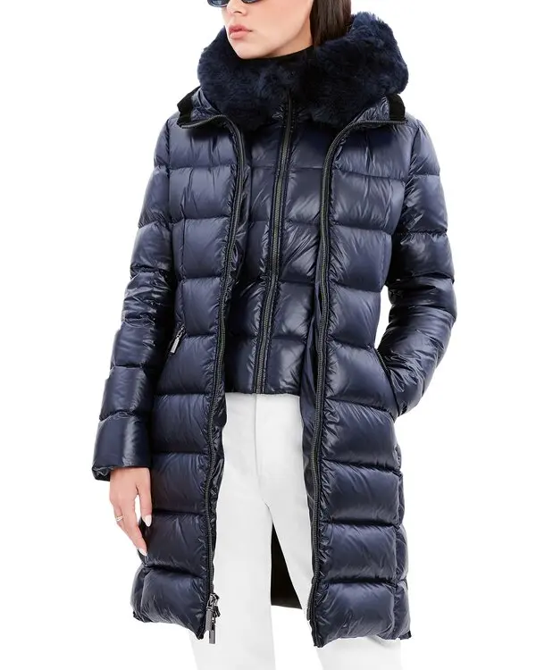 Dawn Levy Shearling Trim Down Puffer Coat - Abyss