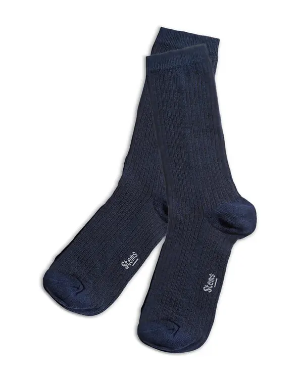 STEMS Rib Knit Crew Socks - Navy