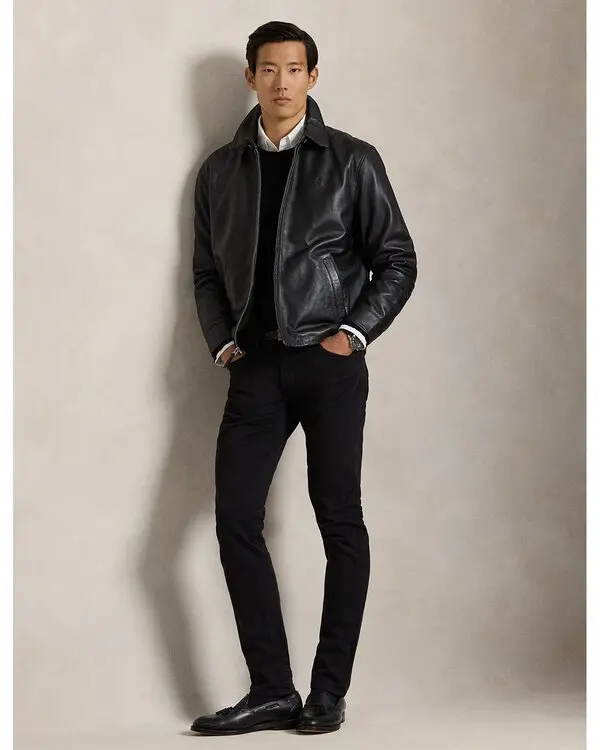 Polo Ralph Lauren Maxwell Lambskin Leather Zip Jacket - Polo Black