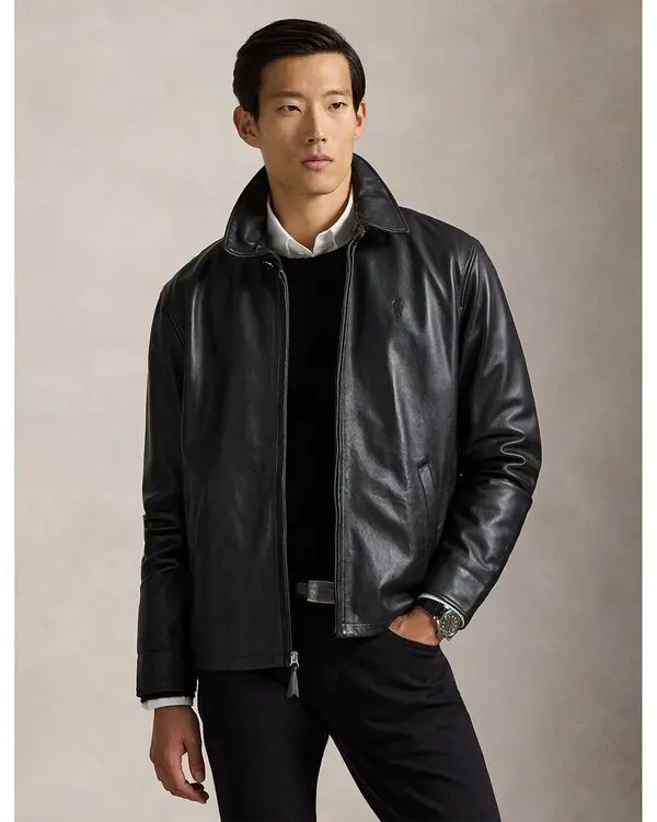 Polo Ralph Lauren Maxwell Lambskin Leather Zip Jacket - Polo Black