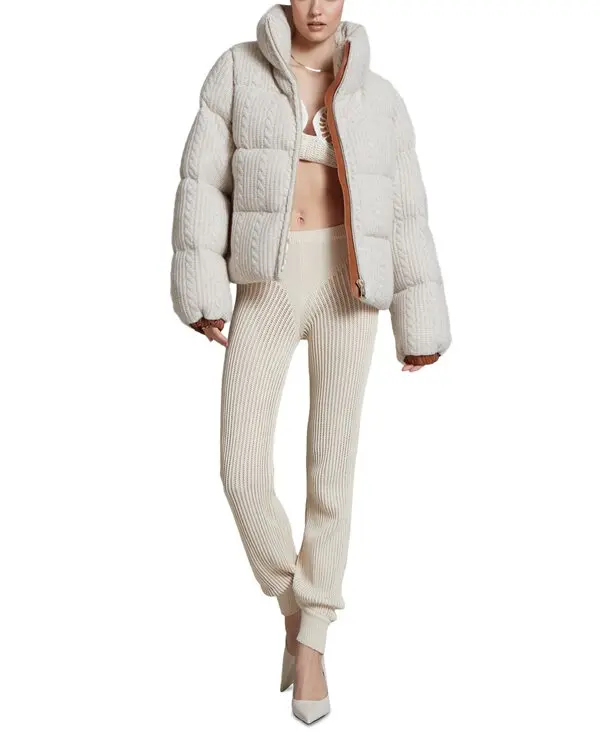 Nicole Benisti Kensington Cable Knit Puffer Jacket In Oat - 37