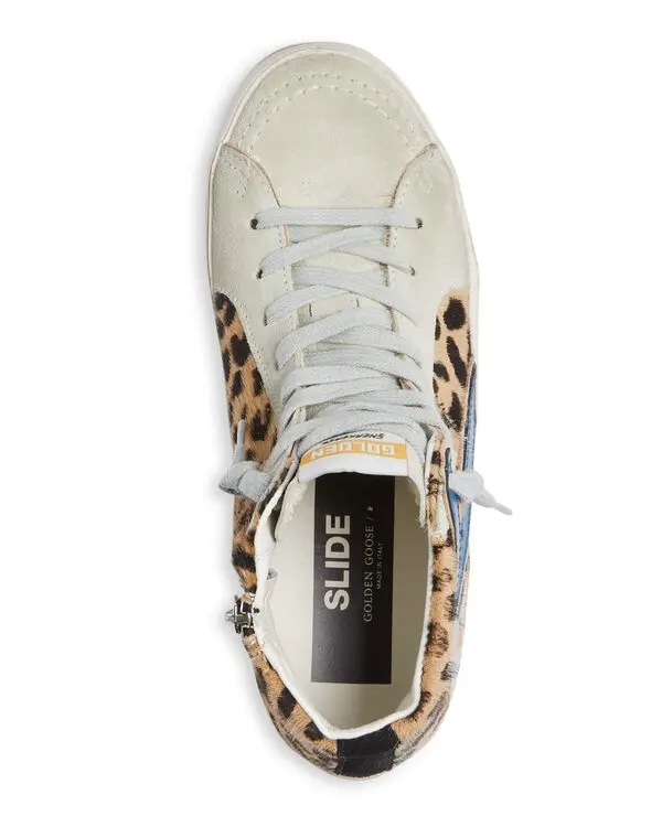 GOLDEN GOOSE Slide Leopard Print High Top Sneakers
