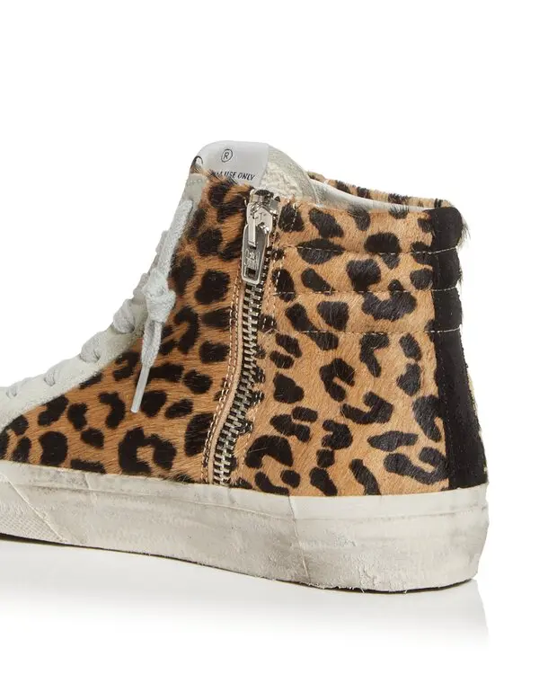 GOLDEN GOOSE Slide Leopard Print High Top Sneakers