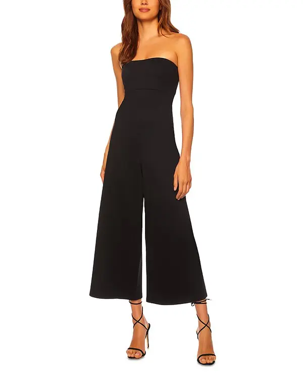 Susana Monaco Strapless Cropped Wide Leg Jumpsuit - Black