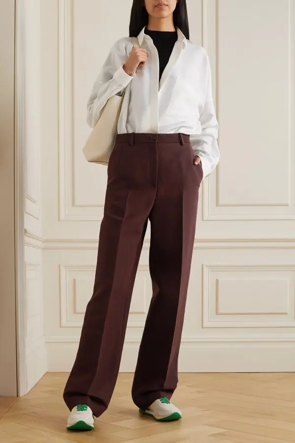 THE ROW Ackerin Wool And Silk-blend Wide-leg Pants