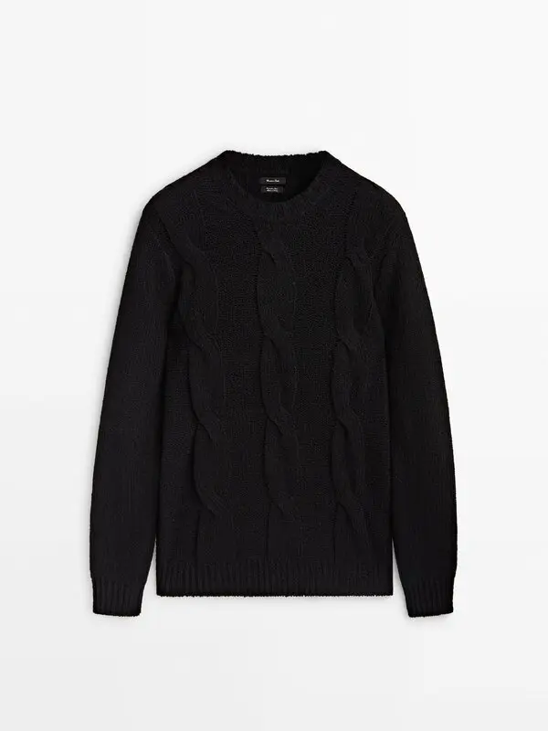 Massimo Dutti Twisted Cable-knit Sweater In A Wool Blend