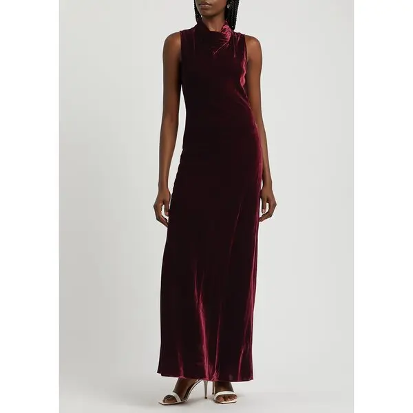 chinese dress ladies Baltic Born Womens Veronica Velvet Maxi Dress | Dark Sage
