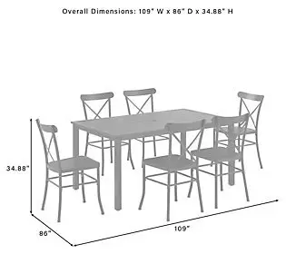 CROSLEY Astrid 7-piece Outdoor Metal Dining Set