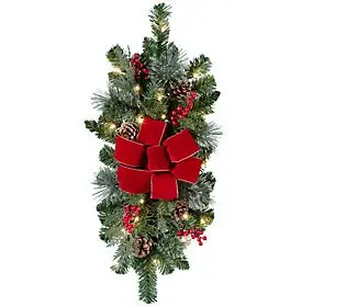 HAUTE DECOR Classic 26 Pre-lit Berry & Pinecone Swag - One-color