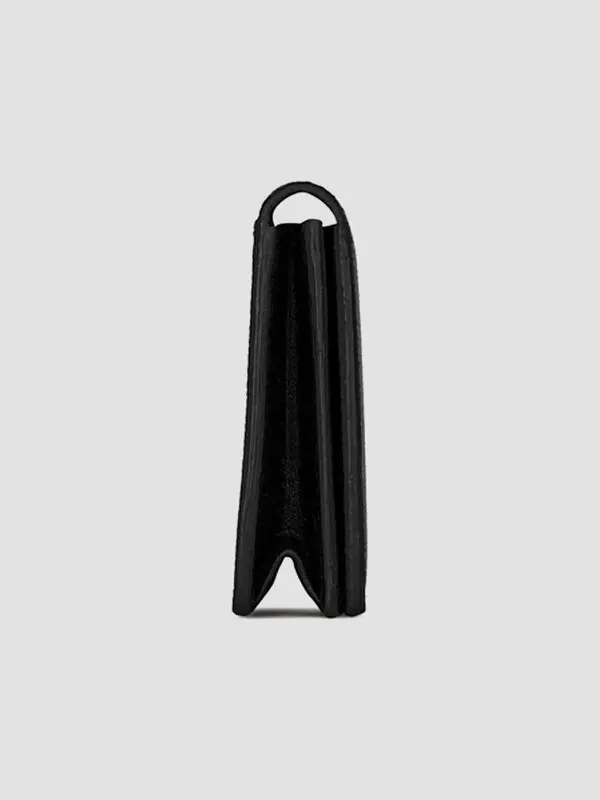Saint Laurent Business Card Holder With Flap In Grain De Poudre-embossed Leather