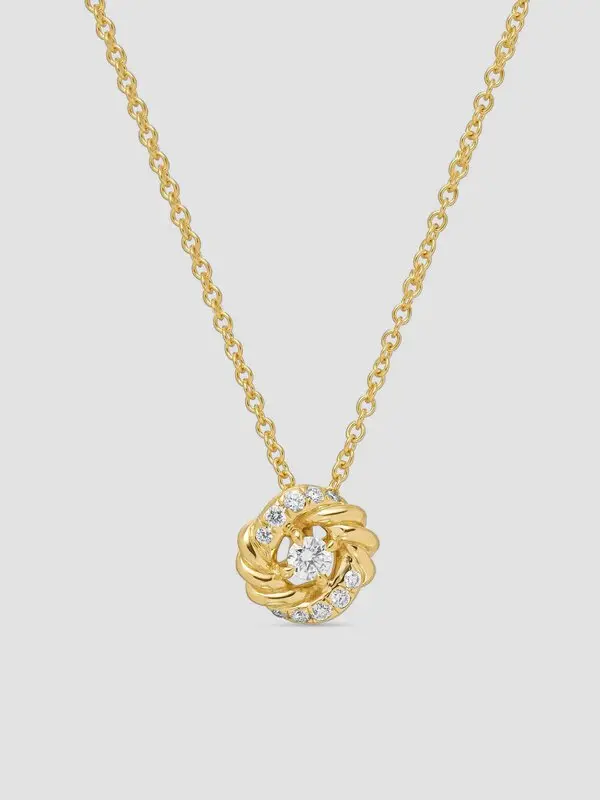 David Yurman Petite Infinity Pendant Necklace In 18k Yellow With Diamonds, 8mm - Diamond