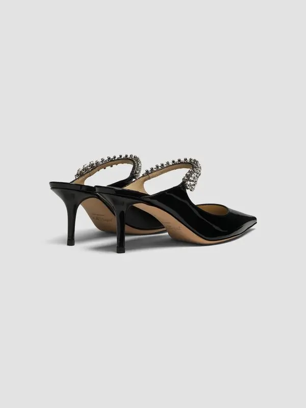 JIMMY CHOO Bing 65mm Embellished Patent Leather Mules - Black