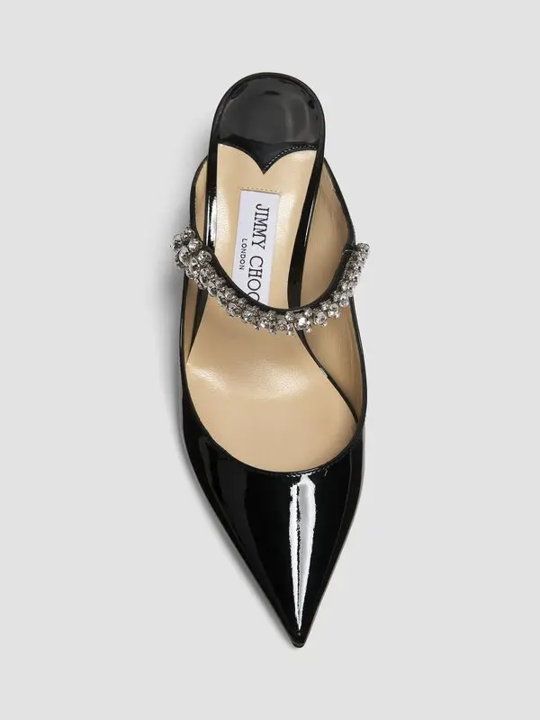 JIMMY CHOO Bing 65mm Embellished Patent Leather Mules - Black