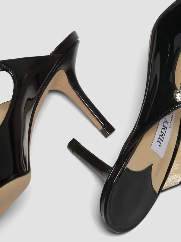 JIMMY CHOO Bing 65mm Embellished Patent Leather Mules - Black