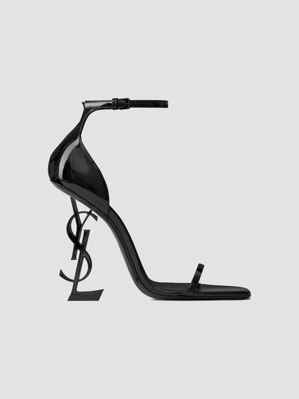 Saint Laurent Opyum Sandals In Patent Leather - Nero