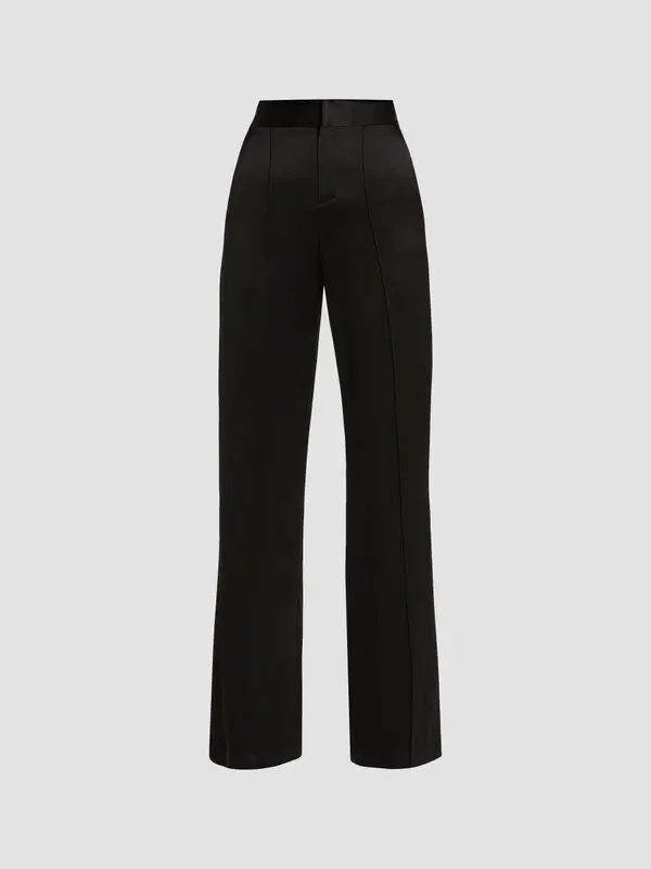 Alice + Olivia Dylan Silk High-waisted Wide-leg Pants - Black