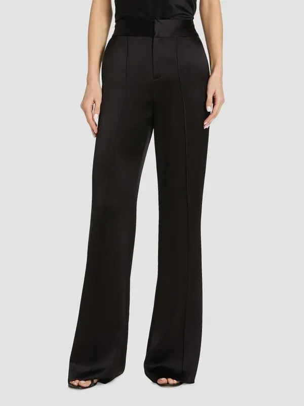 Alice + Olivia Dylan Silk High-waisted Wide-leg Pants - Black
