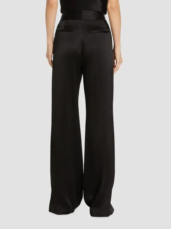 Alice + Olivia Dylan Silk High-waisted Wide-leg Pants - Black