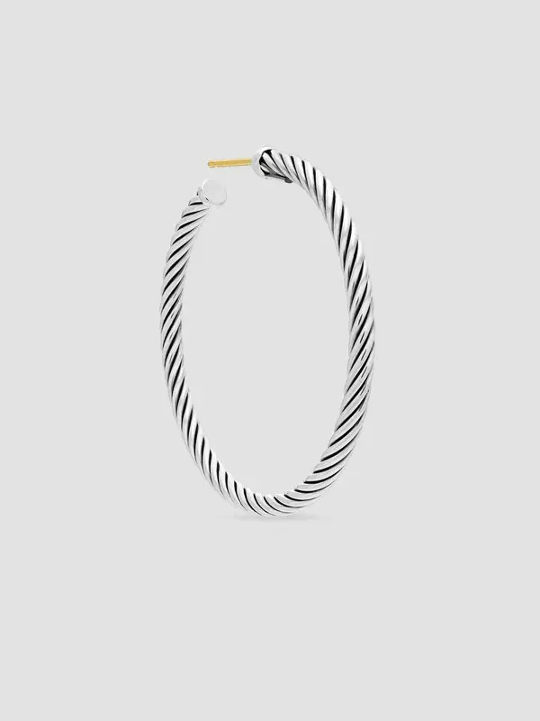 David Yurman Cable Hoop Earrings In Sterling 1.5in