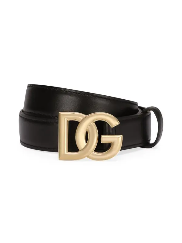 Dolce & Gabbana Dg Logo Buckle Leather Belt - Nero