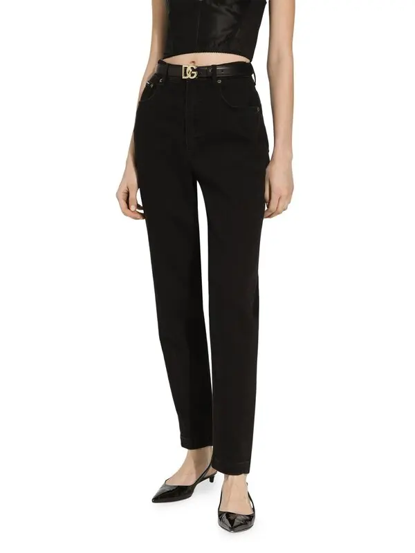 Dolce & Gabbana Dg Logo Buckle Leather Belt - Nero