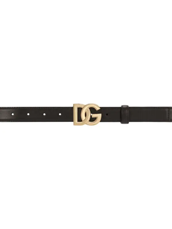 Dolce & Gabbana Dg Logo Buckle Leather Belt - Nero
