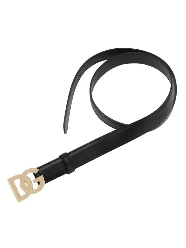 Dolce & Gabbana Dg Logo Buckle Leather Belt - Nero