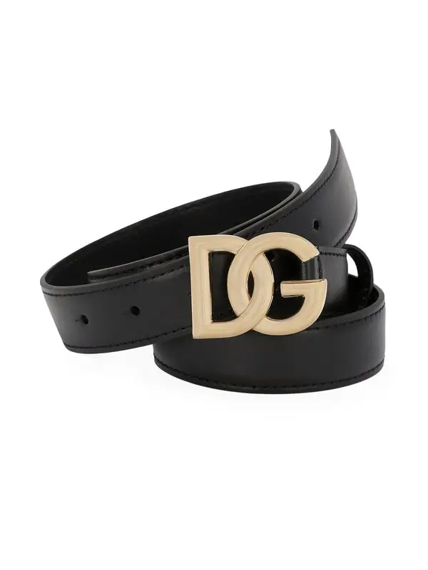 Dolce & Gabbana Dg Logo Buckle Leather Belt - Nero