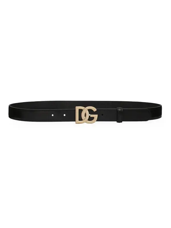 Dolce & Gabbana Dg Logo Buckle Leather Belt - Nero