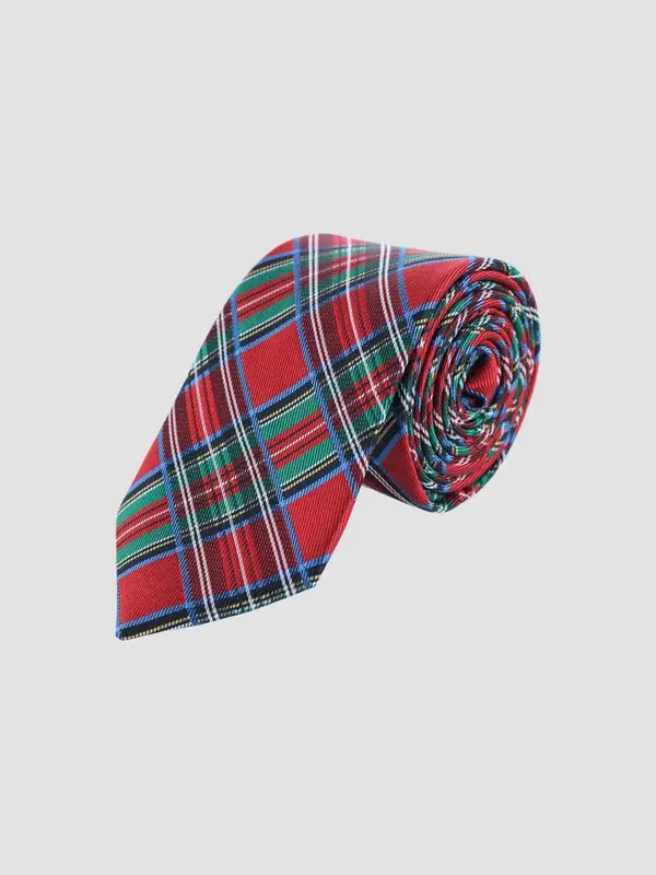 Trafalgar Holiday Nicholas Plaid Tie - Red