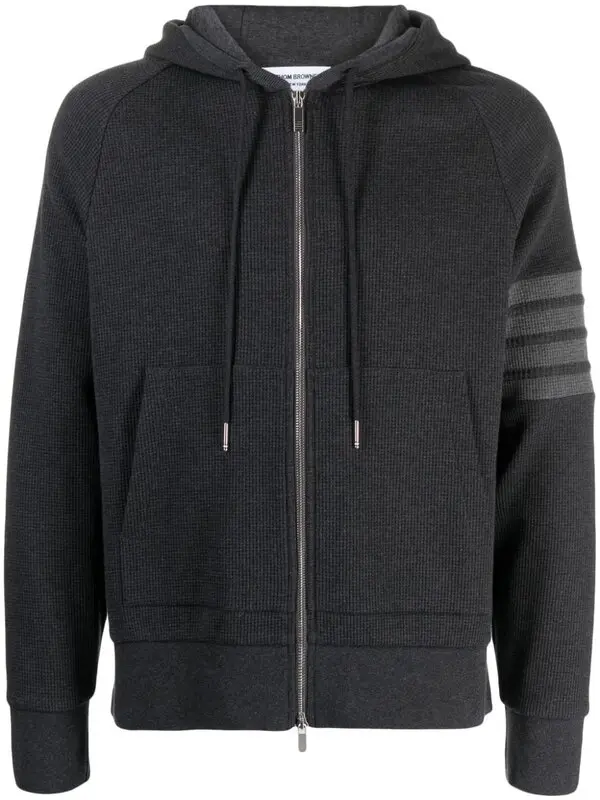 Thom Browne 4-bar Zip-up Hoodie - Grey