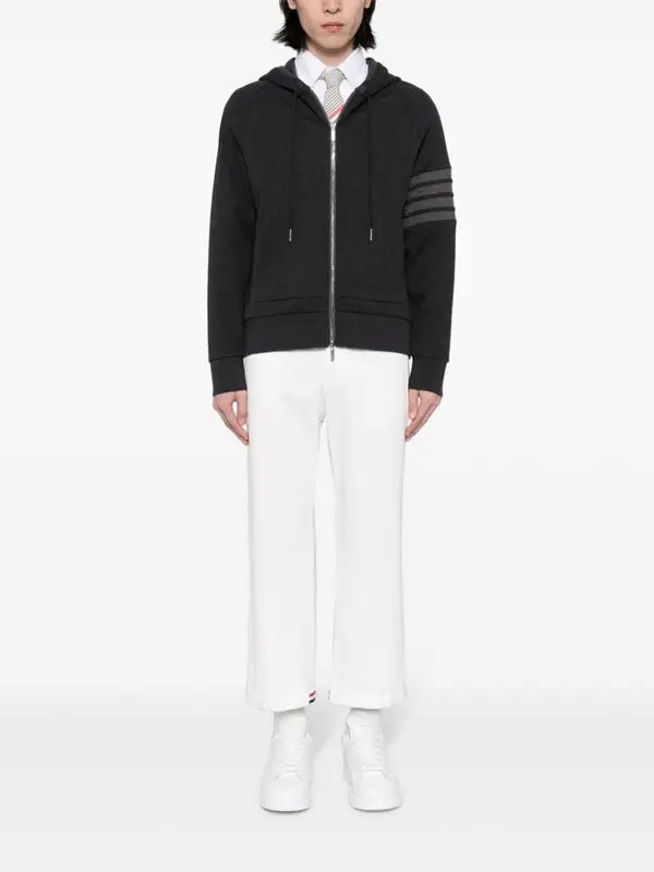 Thom Browne 4-bar Zip-up Hoodie - Grey