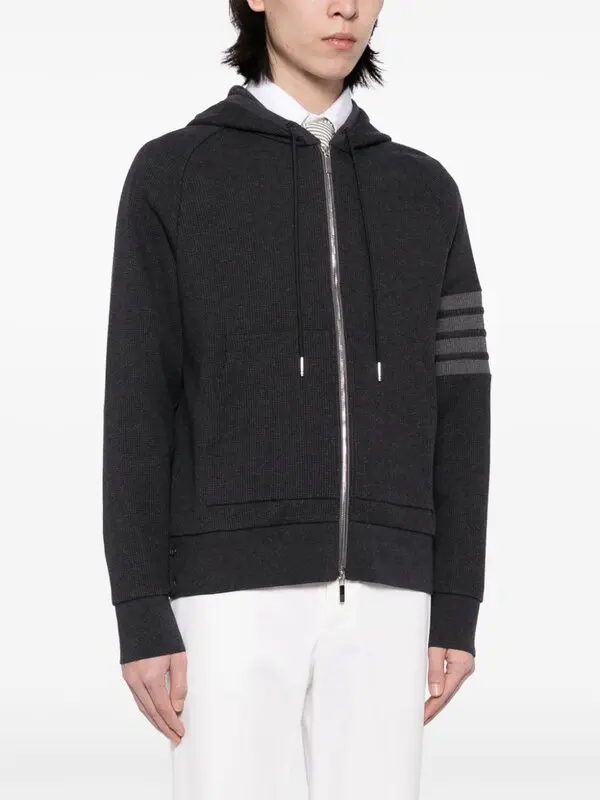 Thom Browne 4-bar Zip-up Hoodie - Grey