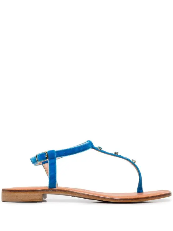 MADISON MAISON Embellished Leather Thong Sandals