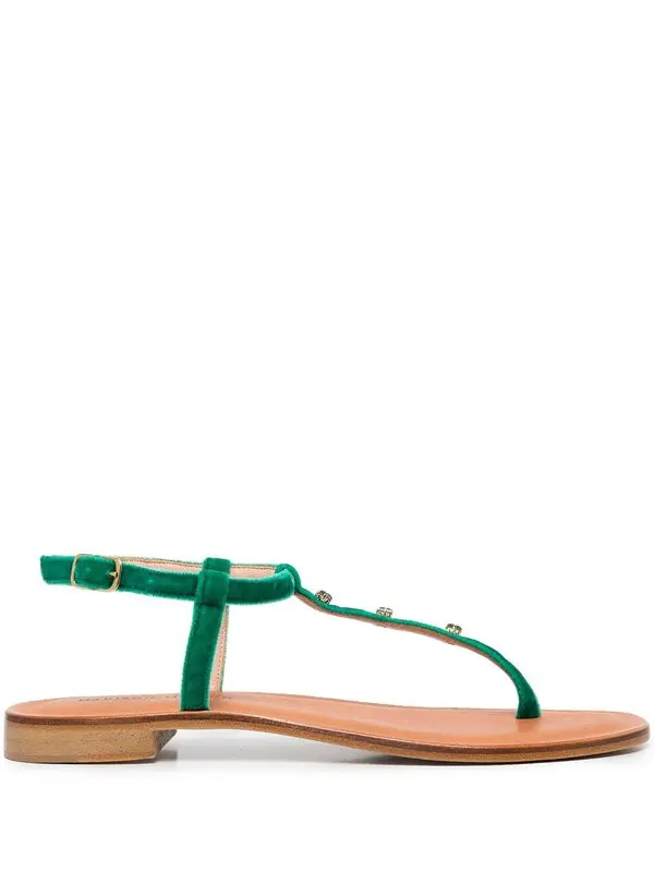 MADISON MAISON Embellished Leather Thong Sandals
