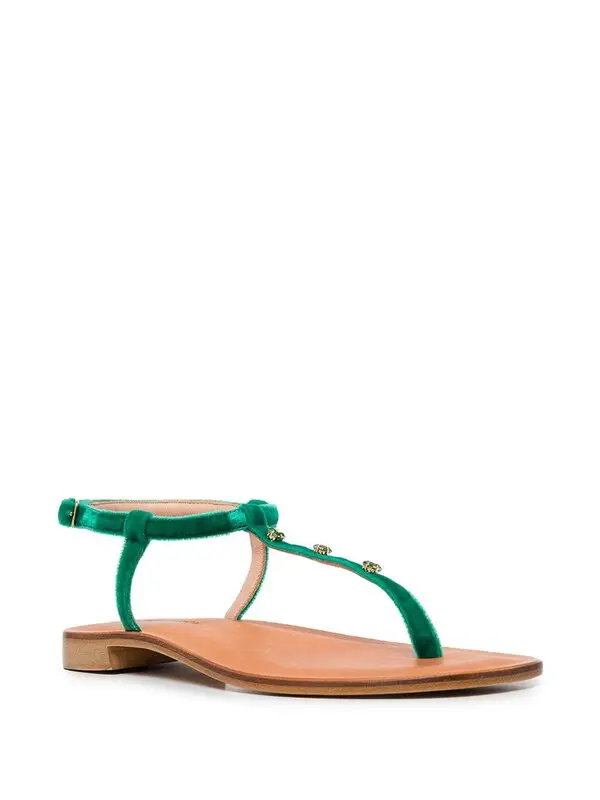 MADISON MAISON Embellished Leather Thong Sandals