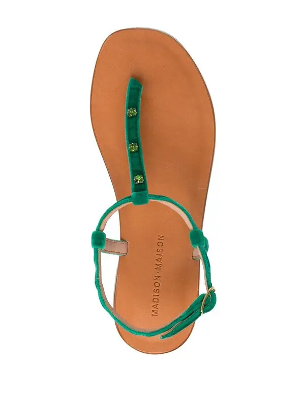 MADISON MAISON Embellished Leather Thong Sandals