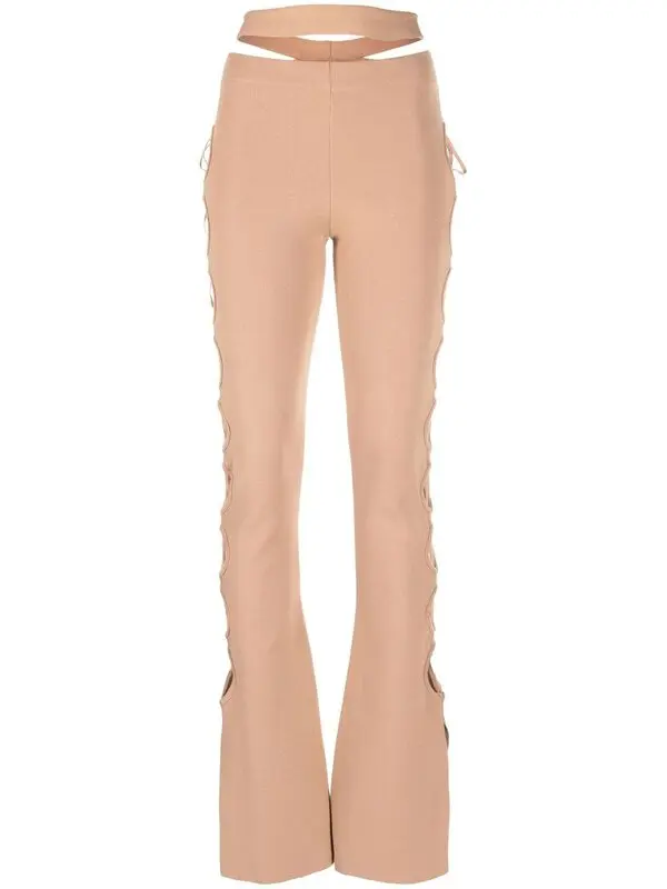 ANDREĀDAMO Cut-out Flared Knit Trousers - Neutrals