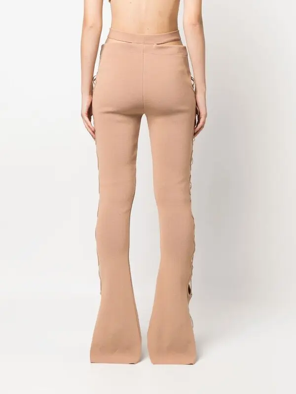 ANDREĀDAMO Cut-out Flared Knit Trousers - Neutrals