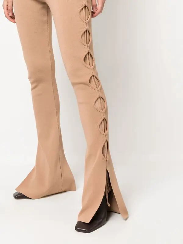 ANDREĀDAMO Cut-out Flared Knit Trousers - Neutrals