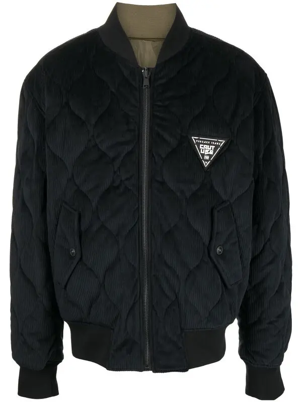 Versace Logo-patch Quilted Bomber Jacket