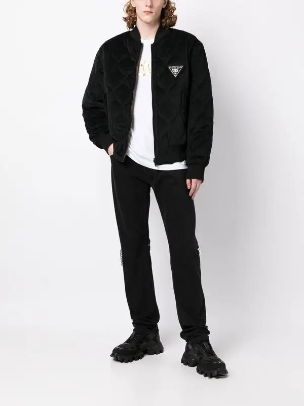 Versace Logo-patch Quilted Bomber Jacket